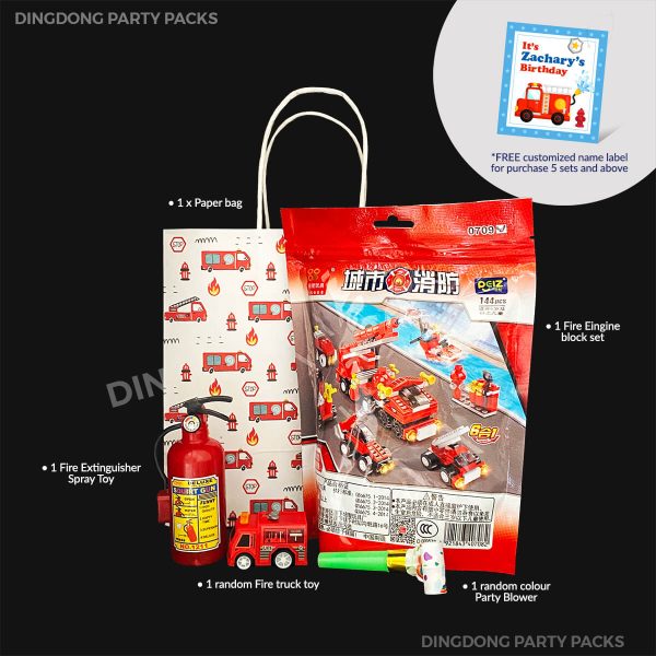 Fire Engine Theme - Birthday Party Pack / Goodies / Gift Set/ Door Gift ...