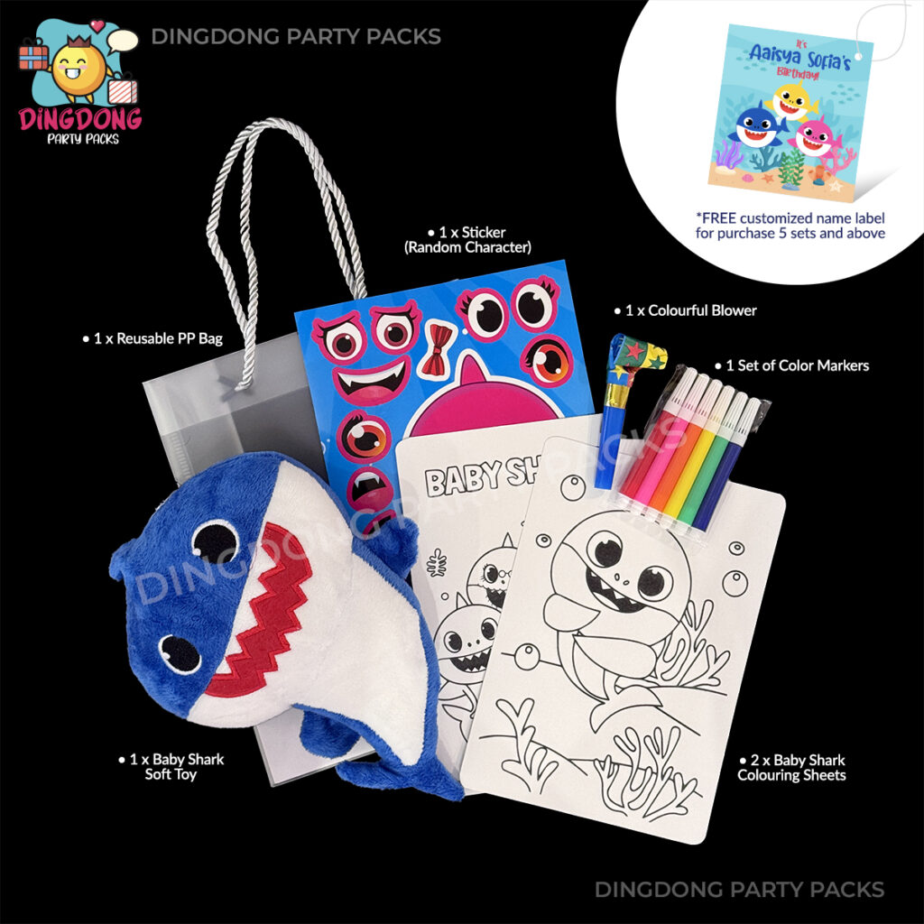Baby Shark Theme Party Pack - Birthday Party Pack / Goodies / Gift Set ...